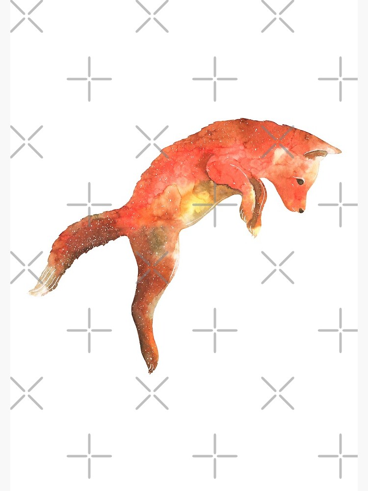 "Red fox jumping, pouncing watercolour winter design " Spiral Notebook ...