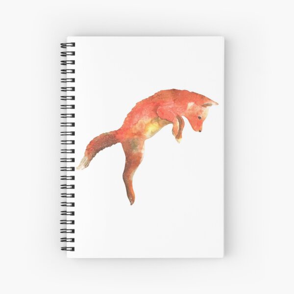 "Red fox jumping, pouncing watercolour winter design " Spiral Notebook ...