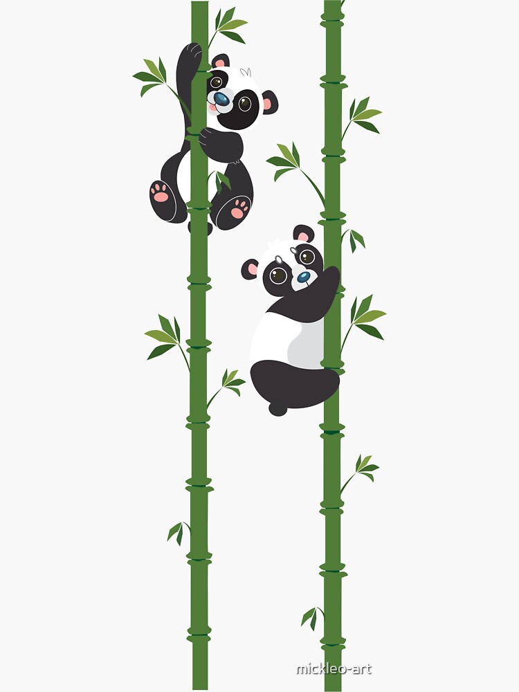 "two panda chillin on bamboo" Sticker for Sale by mickleo-art | Redbubble