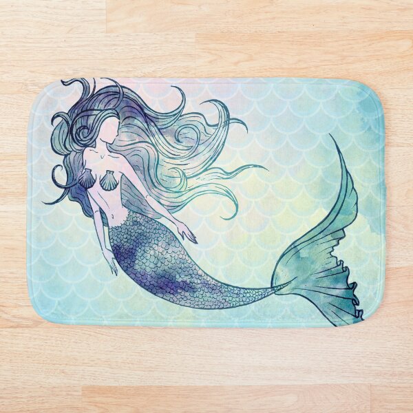 "Watercolor Mermaid" Bath Mat for Sale by studioVII | Redbubble