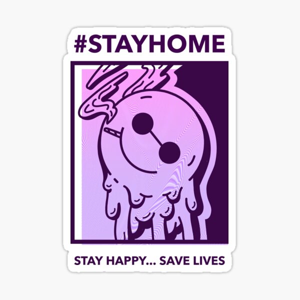 "#Stayhome Stay Happy" Sticker for Sale by Quackwalk | Redbubble