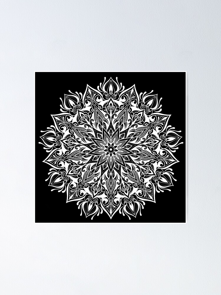 "Mandala line drawing inverse by Susyrdesign" Poster by susyrdesign ...