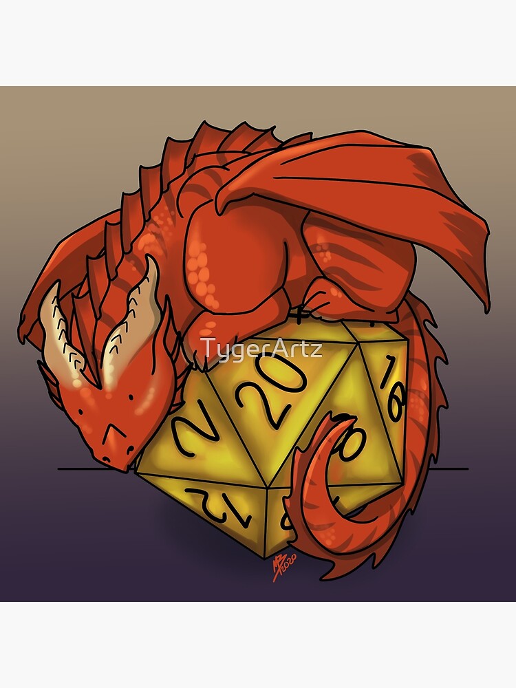 "Chibi Red Dragon D20" Poster by TygerArtz | Redbubble