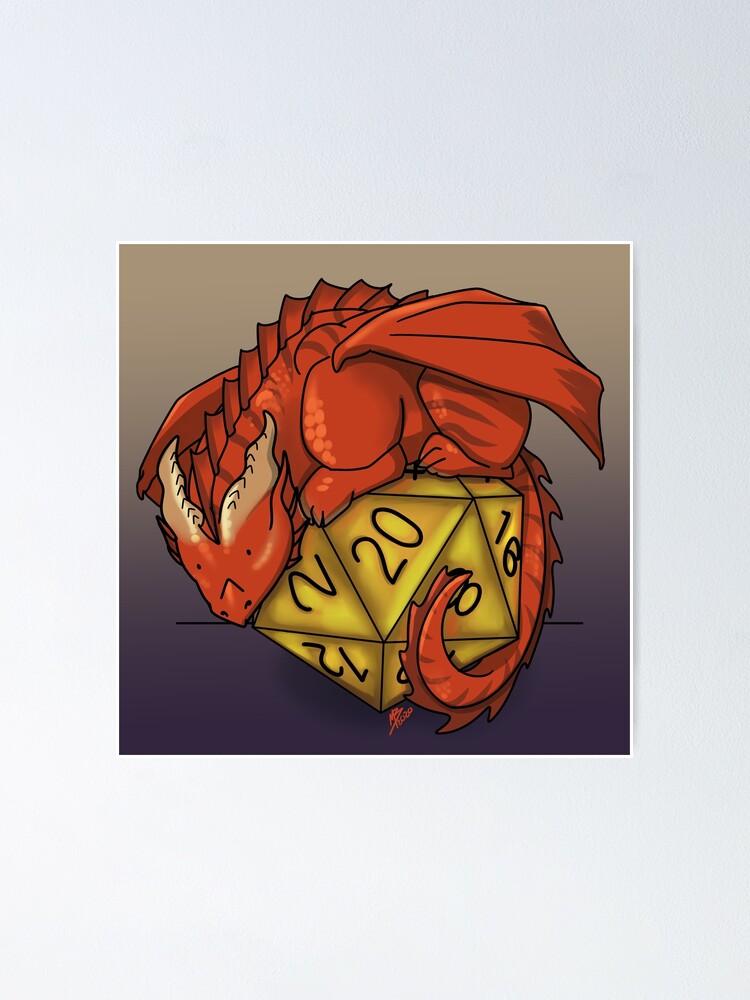 "Chibi Red Dragon D20" Poster by TygerArtz | Redbubble