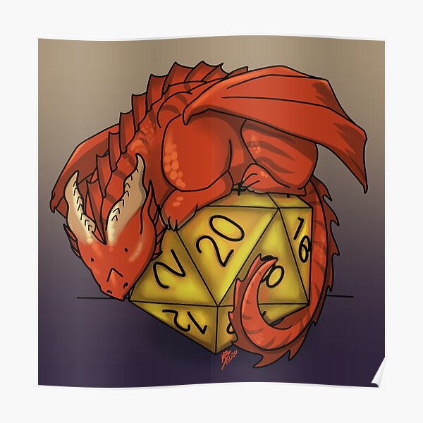"Chibi Red Dragon D20" Poster by TygerArtz | Redbubble