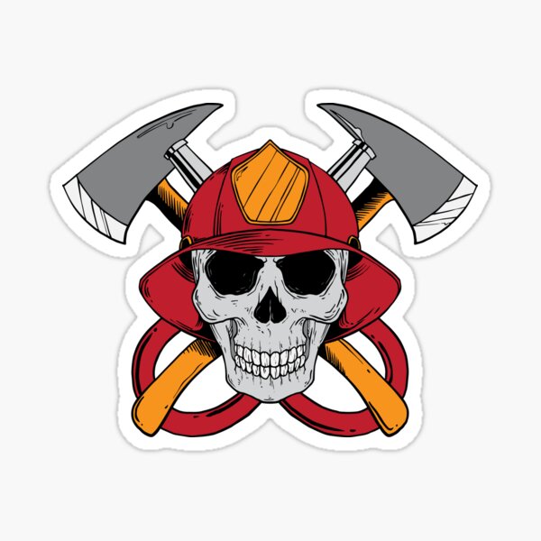 Firefighter Skull Stickers | Redbubble