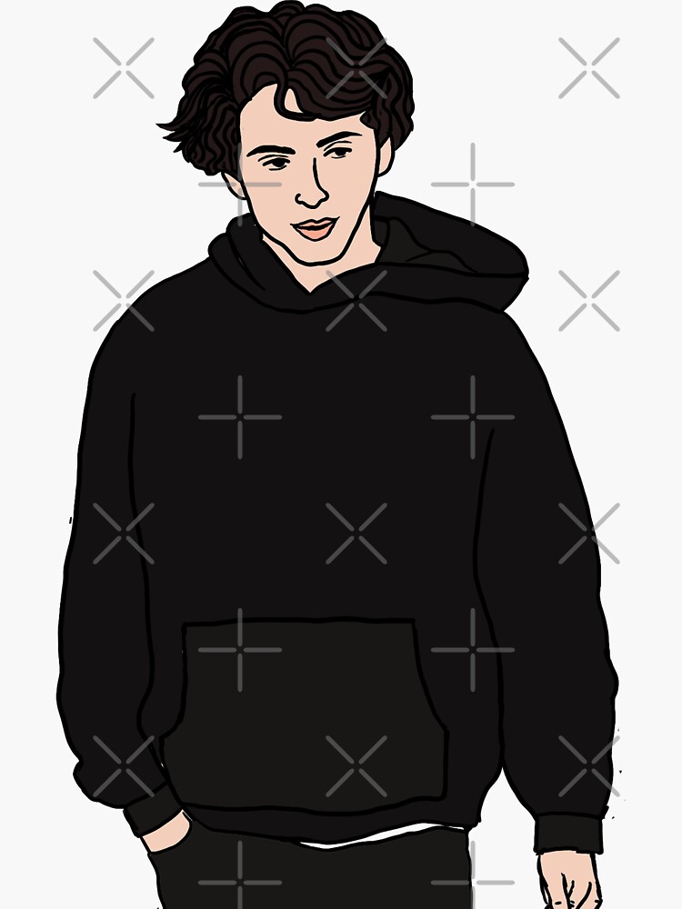 "Timothee Chalamet Black Sweatshirt Cartoon" Sticker by Cerealchair1959 ...