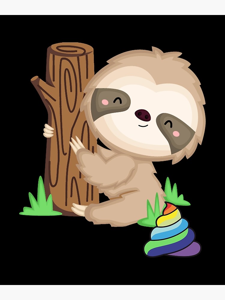 "Cute Rainbow Pride Baby Sloth Poop Emoji" Photographic Print by ...