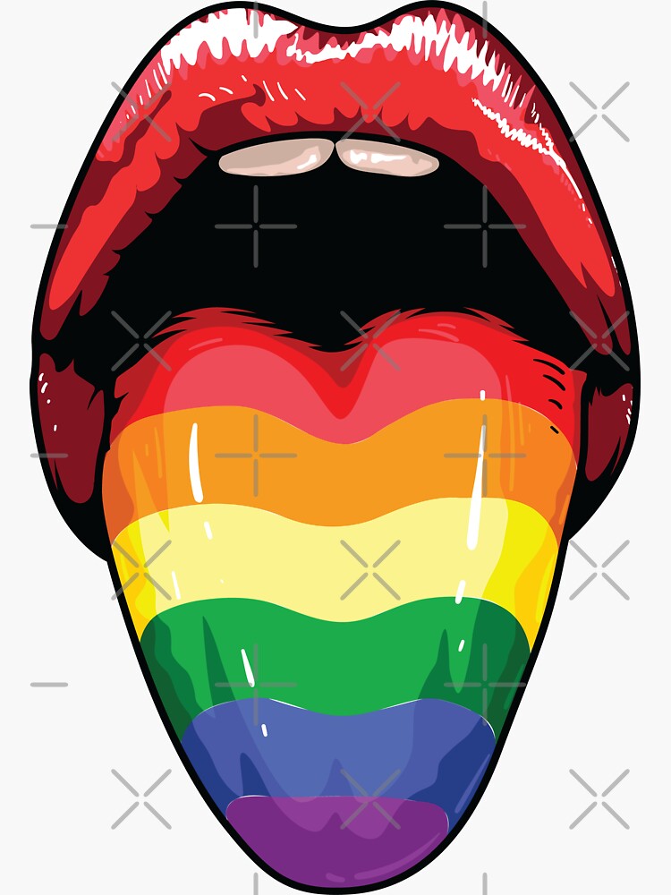 "lips tongue LGBT shirt" Sticker by artrix28 | Redbubble