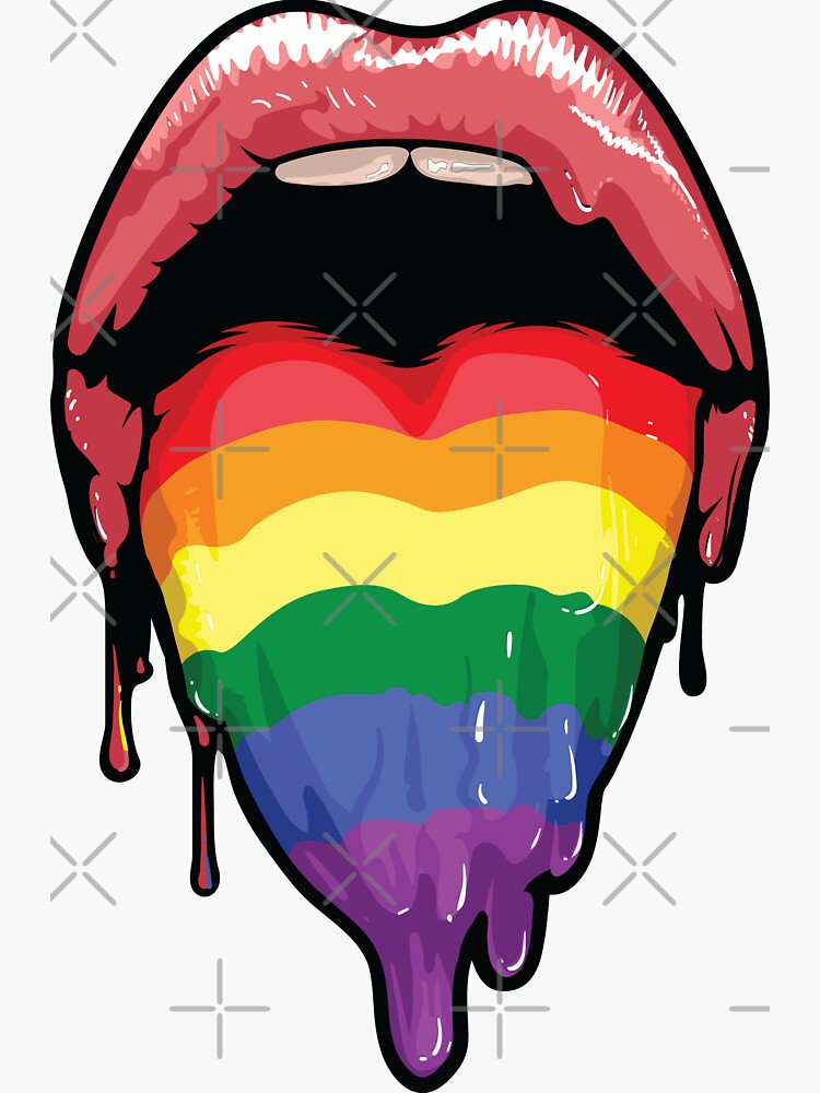 "lips tongue melting LGBT shirt" Sticker by artrix28 | Redbubble