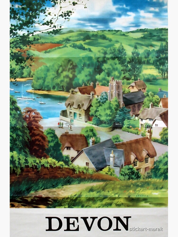 "Devon vintage travel poster" Poster by stickart-marek | Redbubble