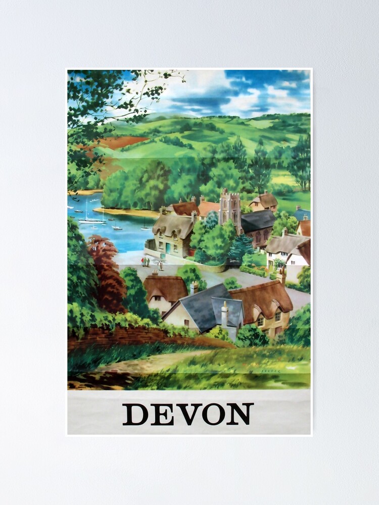 "Devon vintage travel poster" Poster by stickart-marek | Redbubble