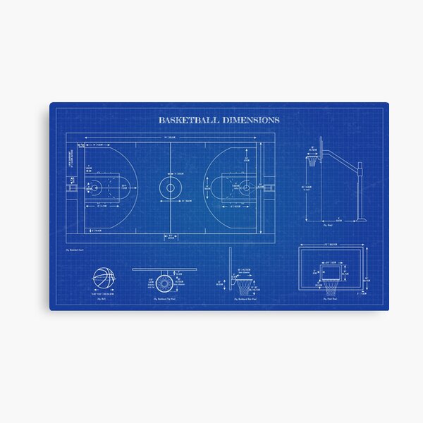 "Basketball Dimensions. Blueprint - English" Canvas Print for Sale by ...