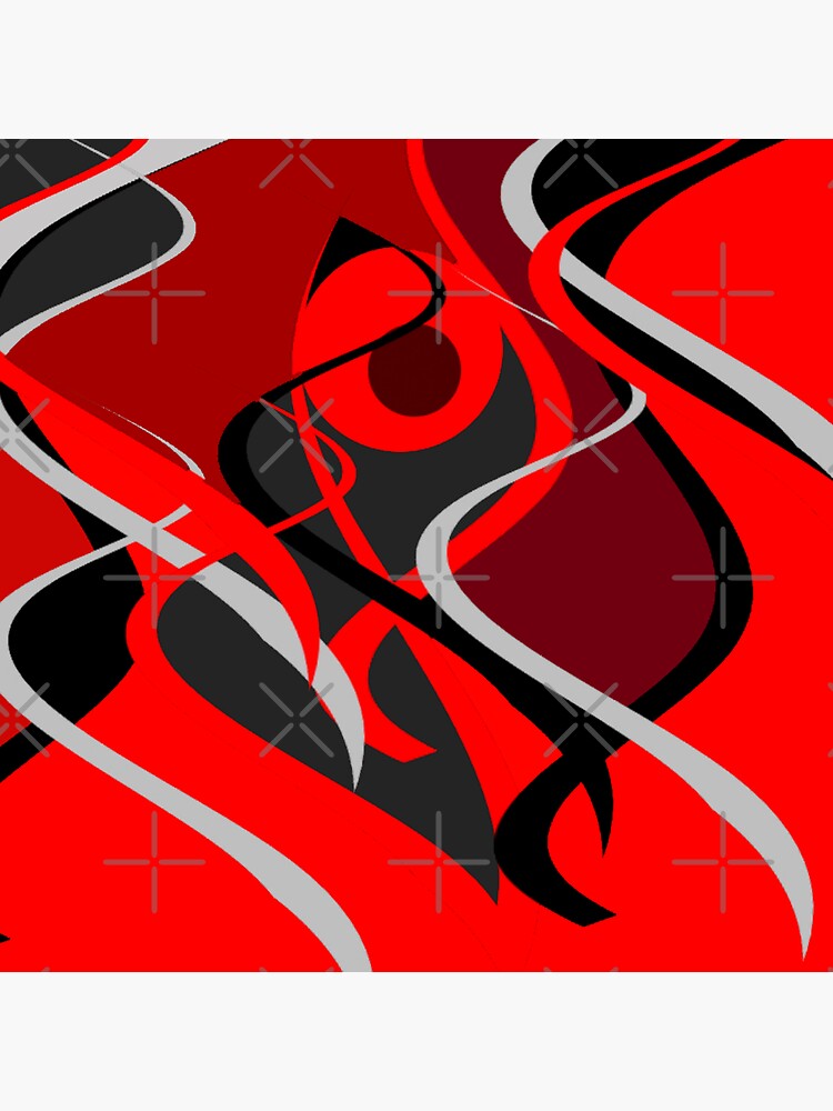 "upstream red black grey abstract digital painting" Sticker by katerina ...