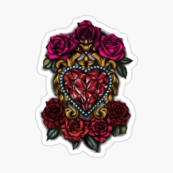 "Ruby Heart Tattoo" Sticker for Sale by DarkHeartTattoo | Redbubble