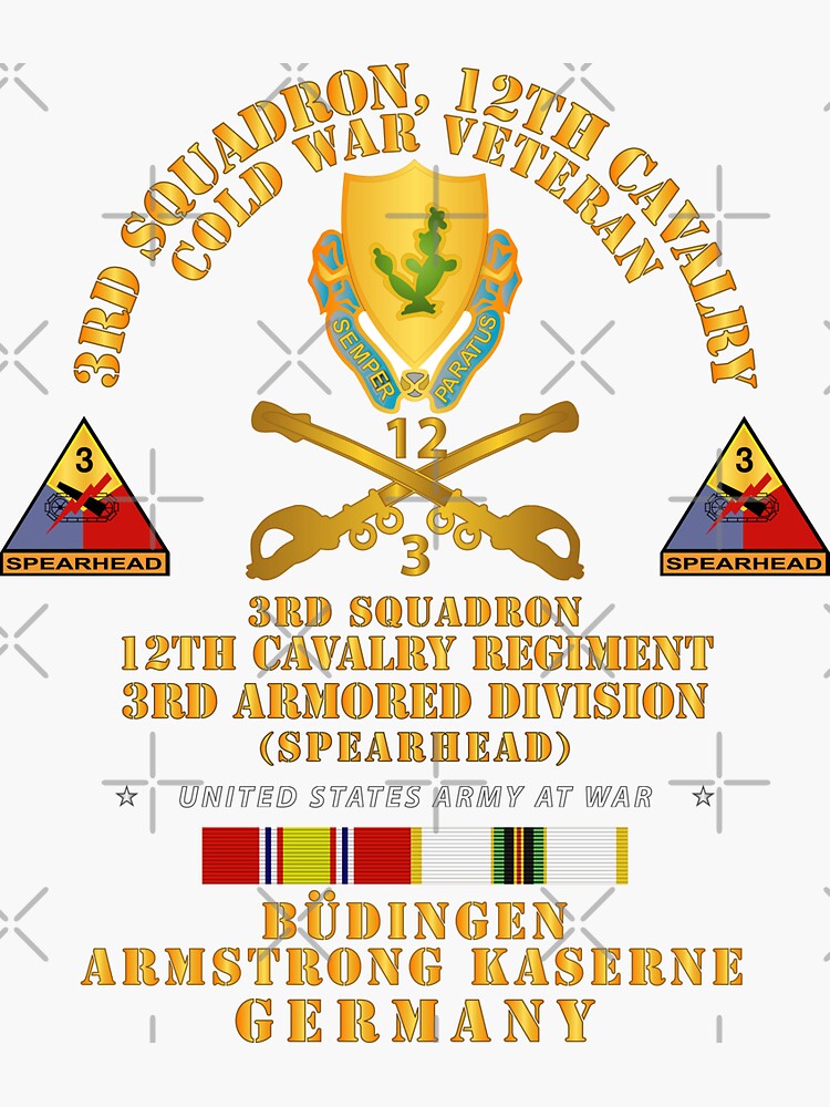 " Army - 3rd Sqdn 12 Cav - 3rd AD - Budingen Germany Cold War" Sticker ...