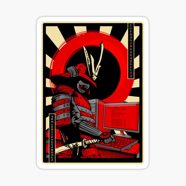 "Samurai Programmer Developer Japanese Culture Music Warrior" Sticker ...