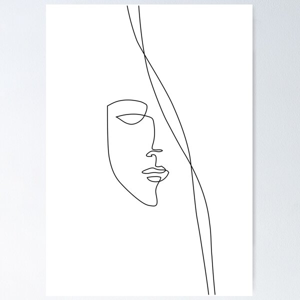 "Half Face - One Line Art" Poster for Sale by TheRedFinch | Redbubble