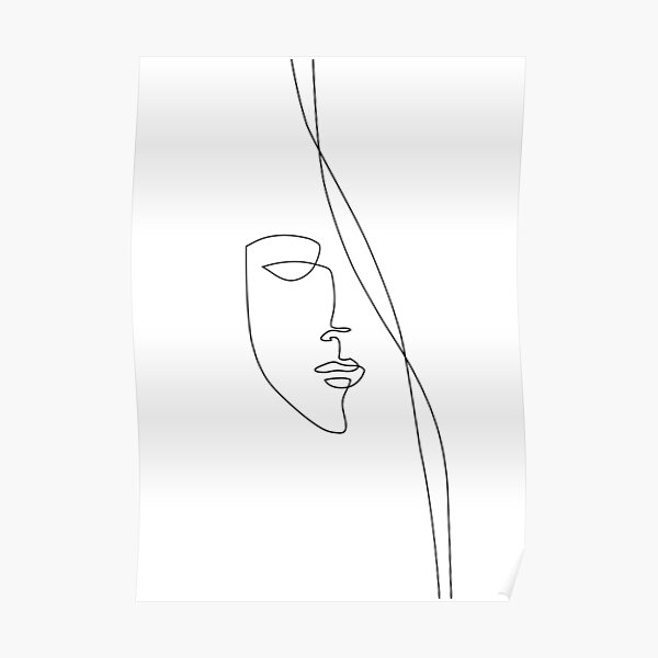 "Half Face - One Line Art" Poster for Sale by TheRedFinch | Redbubble