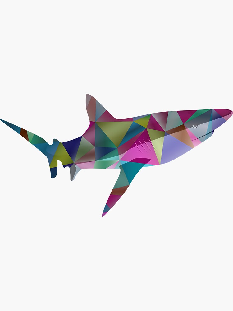 "Colorful Triangle Style Shark" Sticker by Sagalaga | Redbubble