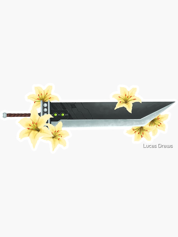 "Buster Sword & Flowers" Sticker for Sale by Lucas Draws | Redbubble