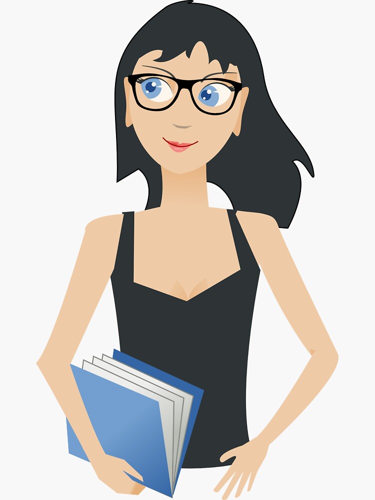 "Attraktive Streberin mit Brille und Buch" Sticker von Imutobi | Redbubble