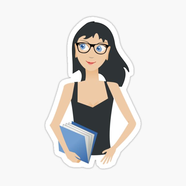 "Attraktive Streberin mit Brille und Buch" Sticker von Imutobi | Redbubble