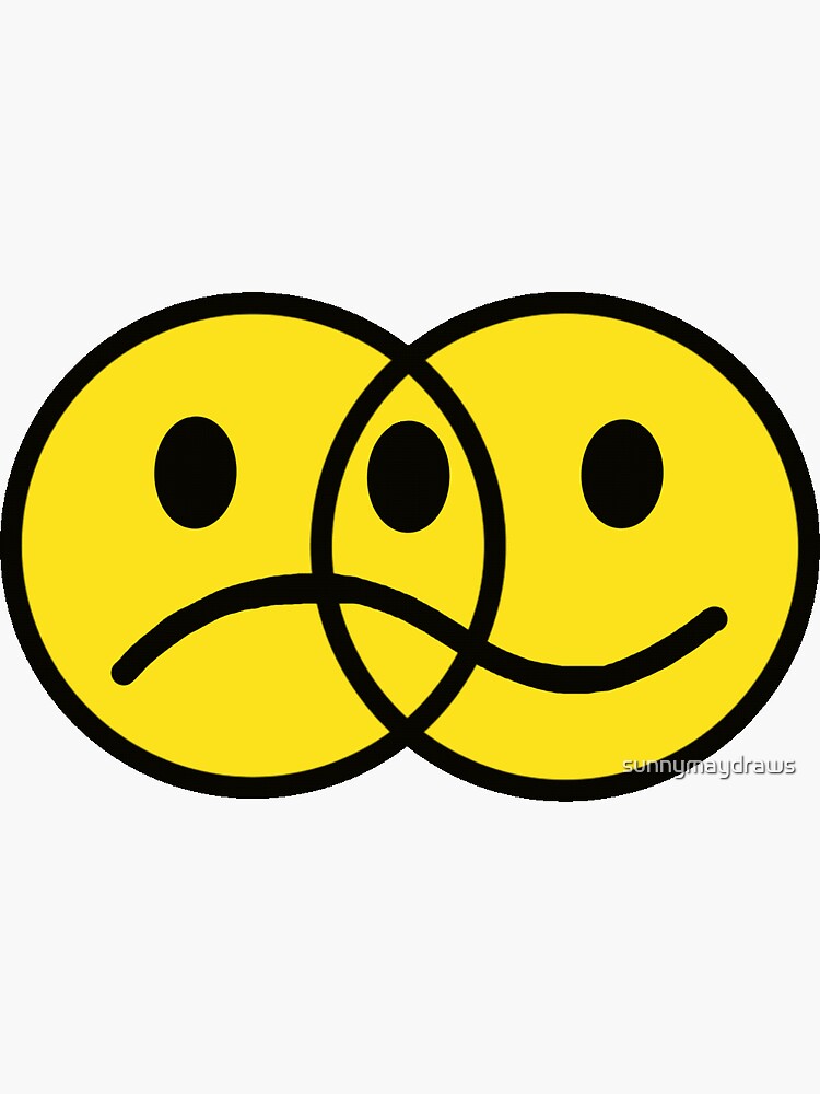 "Double smile happy/sad face" Sticker for Sale by sunnymaydraws | Redbubble