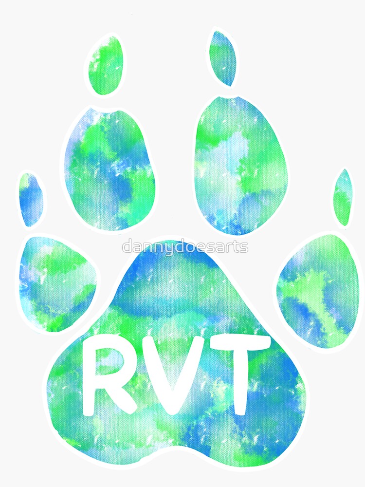" RVT - Registered Veterinary Technician Paw Print (Green)" Sticker for ...
