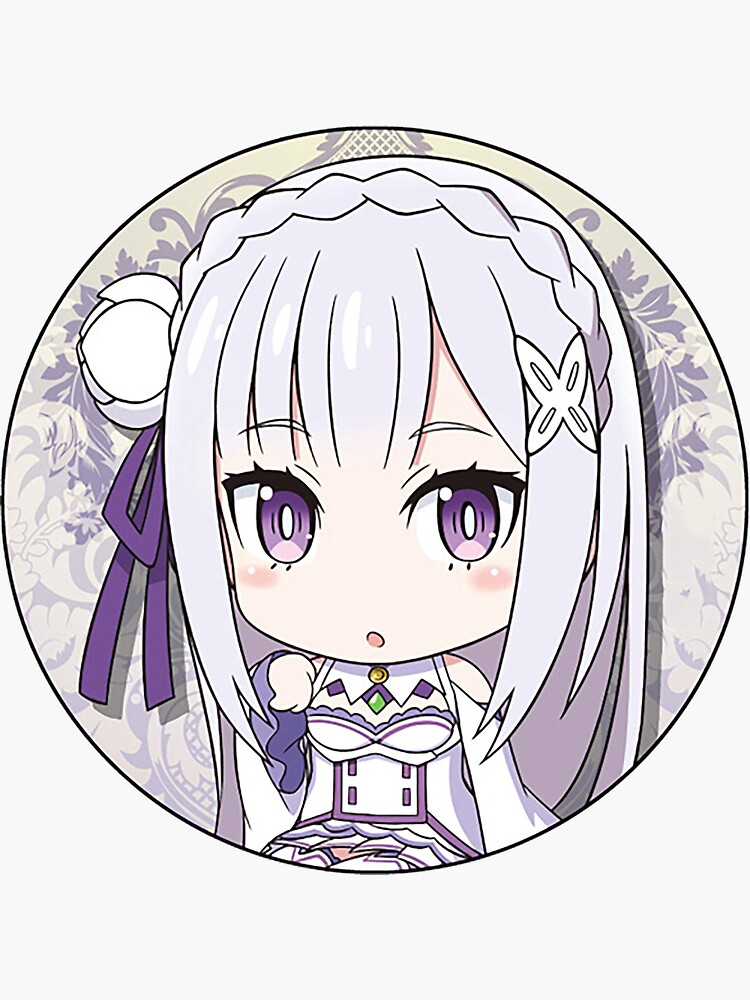 Pegatina Re Zero Emilia Chibi De Martineden146 Redbubble