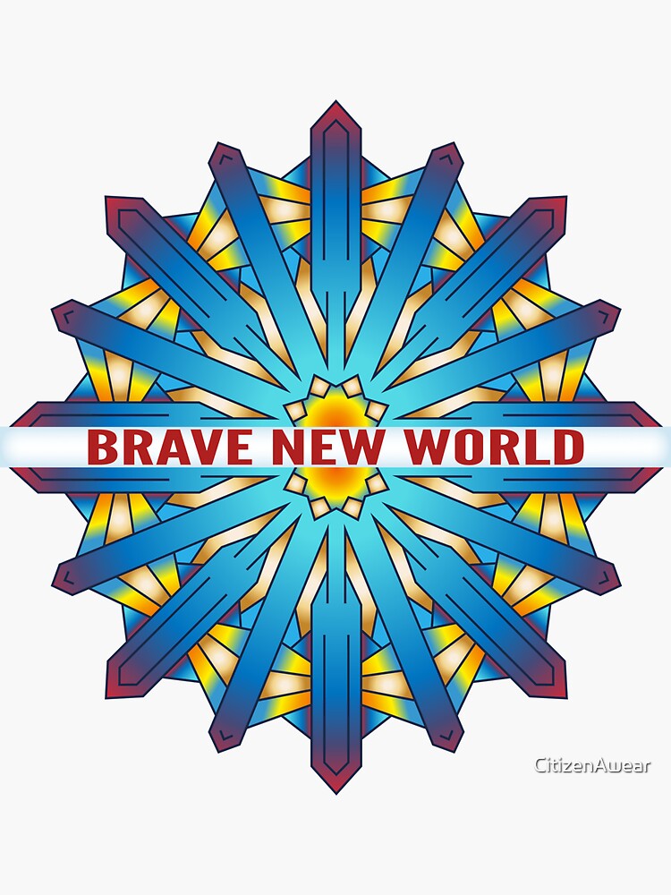 "Brave New World Mandala" Sticker for Sale by CitizenAwear | Redbubble