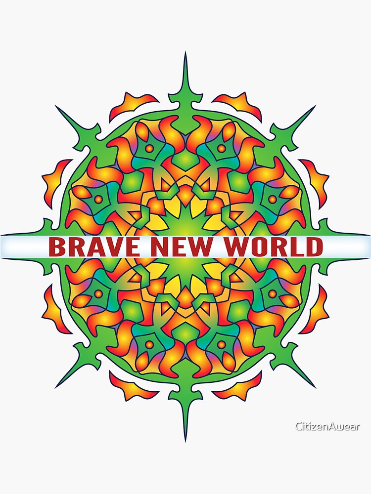 "Brave New World Mandala" Sticker for Sale by CitizenAwear | Redbubble