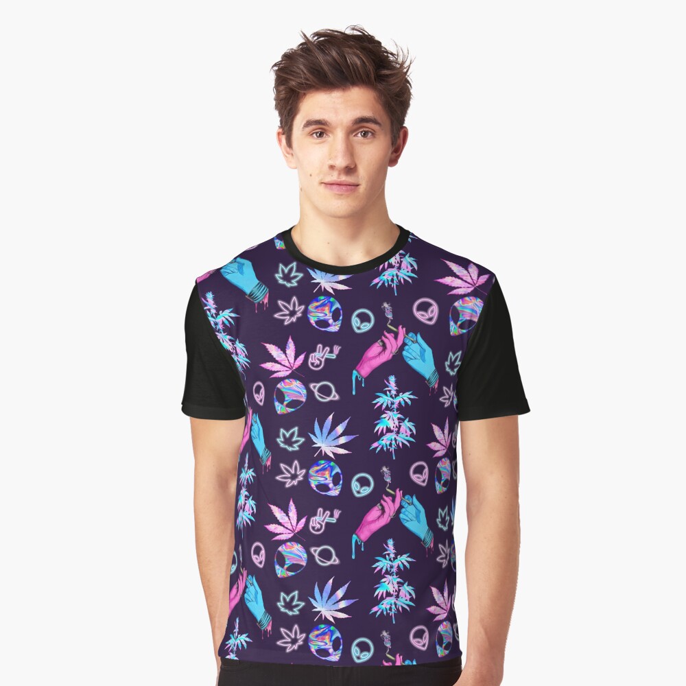 "Aesthetic Alien Stoner ~ Holo Neon Watercolor Pattern and Transparent ...