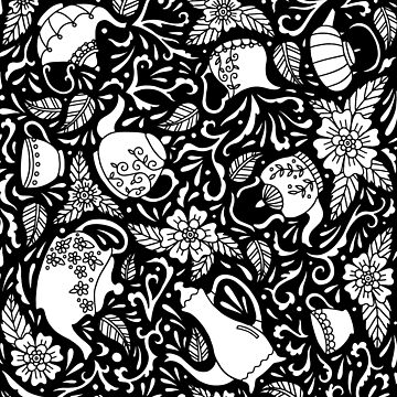 "Tea Time Black and White || Tea Pot || Tea Cup || Tea Party" Postcard ...