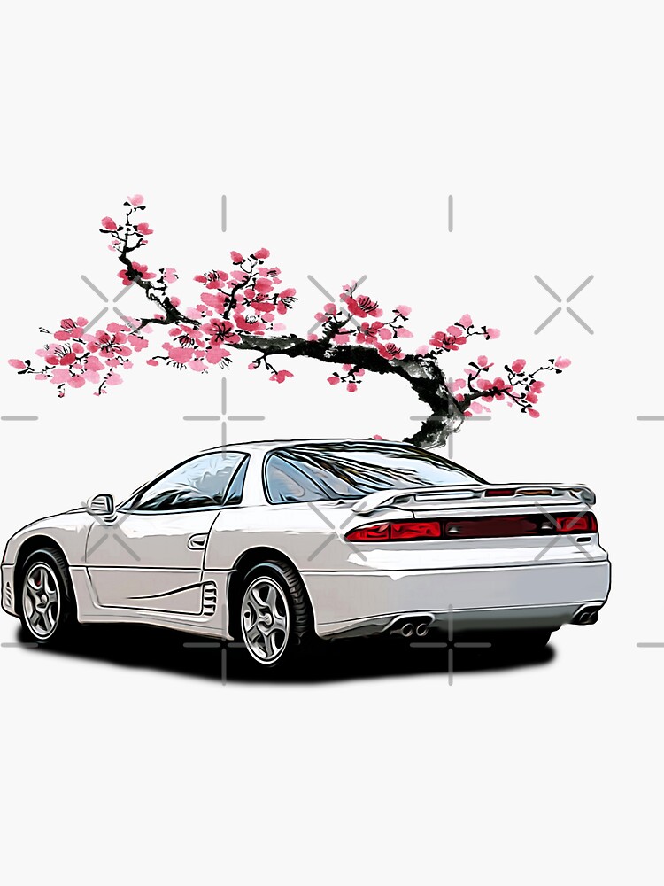 "Ivory White 3000GT VR4 With Cherry Blossom Tree Rear" Sticker for Sale ...