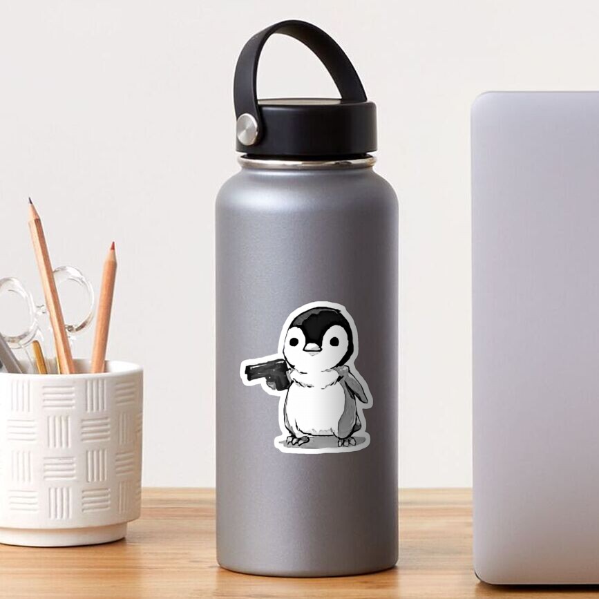 "penguin with a gun" Sticker for Sale by peanootbutter | Redbubble