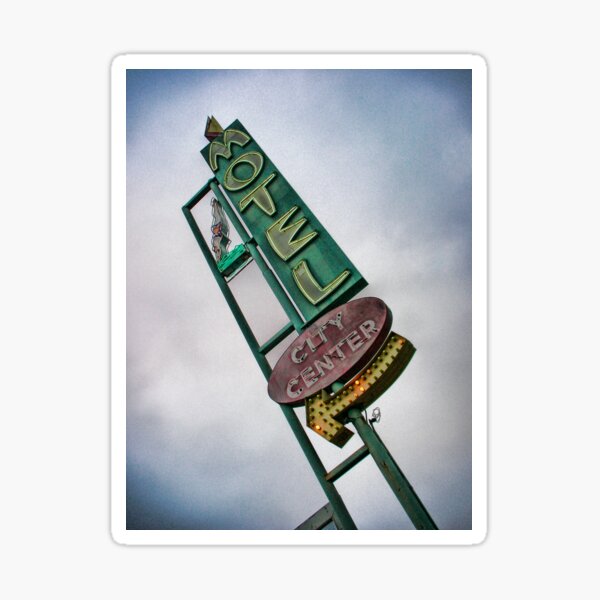 "Vintage Motel Sign" Sticker by Degroom | Redbubble