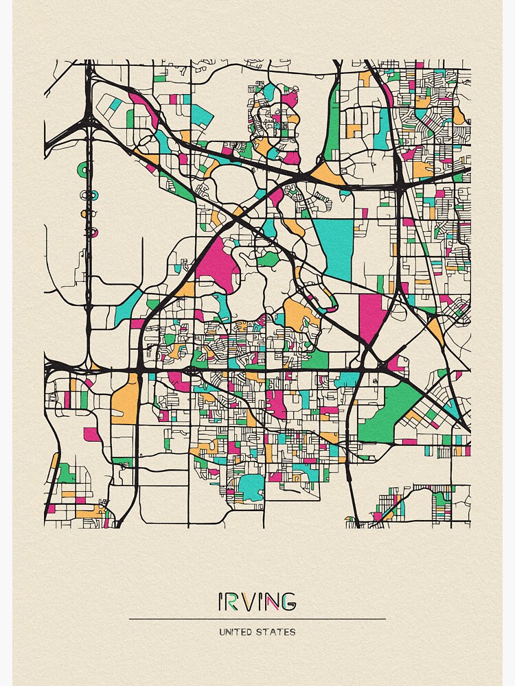 "Irving, Texas Street Map" Sticker for Sale by geekmywall | Redbubble