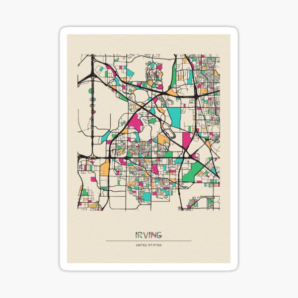 "Irving, Texas Street Map" Sticker by geekmywall | Redbubble
