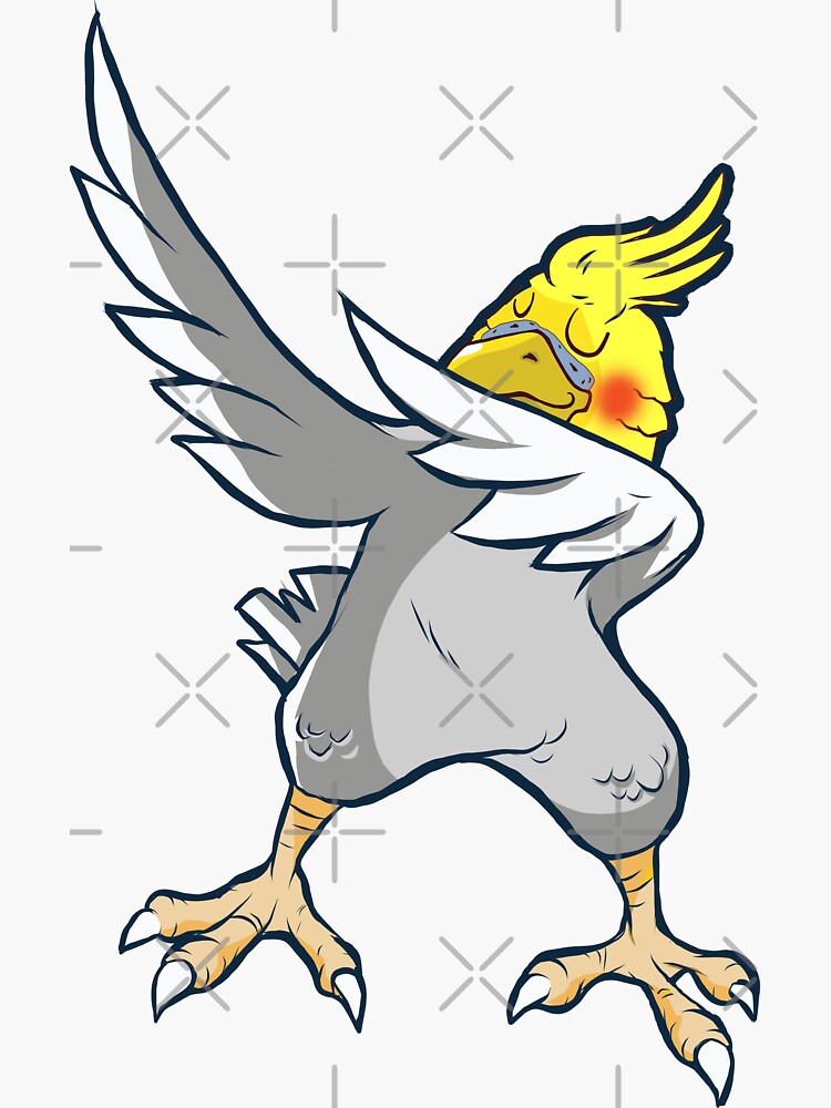 "Cockatiel bird bird dabbing music parrot cockatiel" Sticker by ...