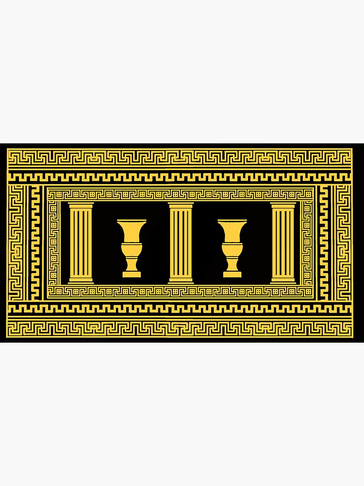 "Ancient Greek pattern with Vase (Black Gold)" Sticker by Engin1881 ...
