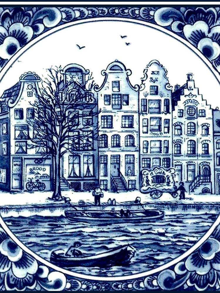" DUTCH BLUE DELFT : Vintage Boats in Canal Amsterdam Print" A-Line Dress for Sale by posterbobs ...