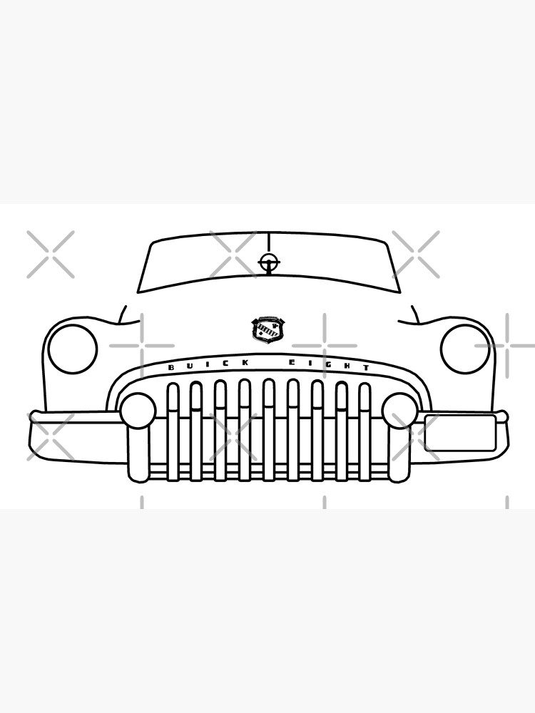 "1950 vintage Buick Eight classic car outline graphic (black) " Poster ...