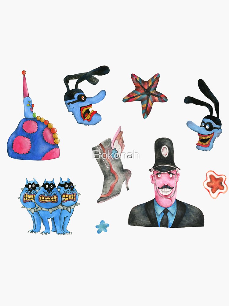 "Yellow submarine blue meanies clown bulldog" Sticker for Sale by ...