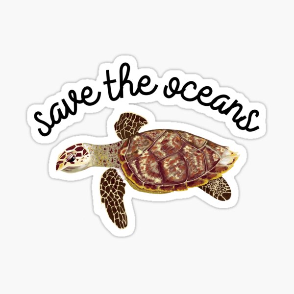 "Sea Turtle Save the Oceans" Sticker by emmafifield | Redbubble