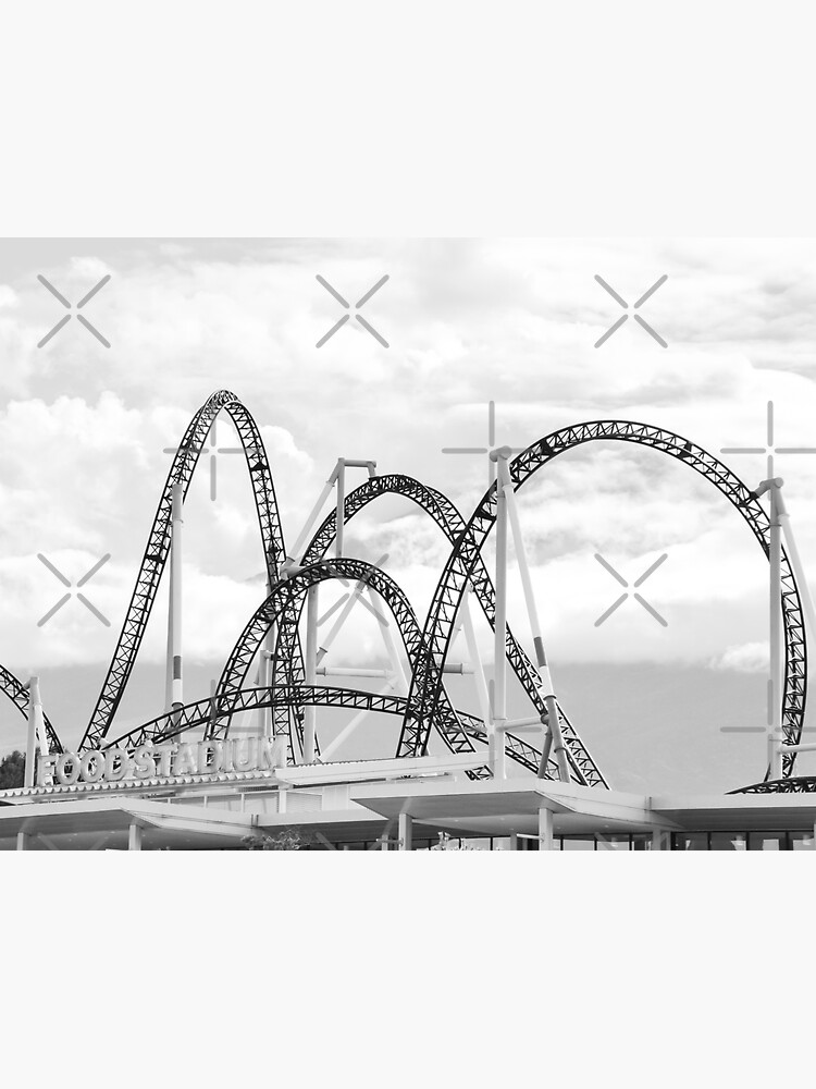 "Black and white Roller coaster photography, white clouds, theme park ...