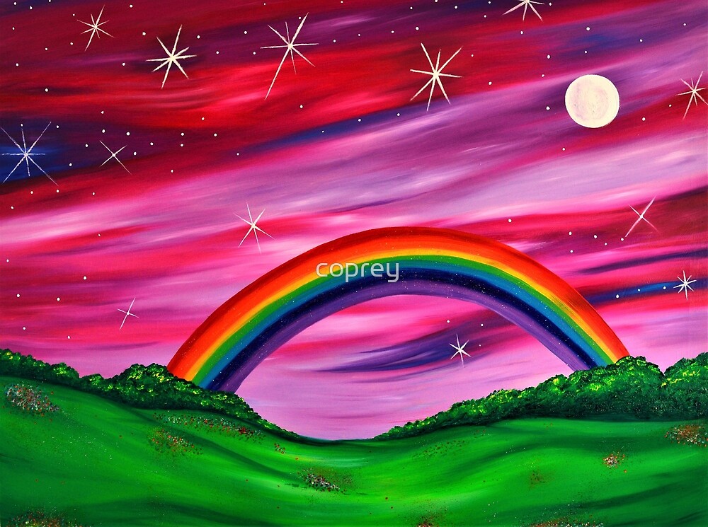 "Magical land of hope - Colourful Rainbow Landscape painting" by ...