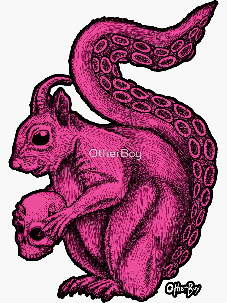 "Radioactive Squirrel Apocalypse - PINK" Sticker by OtherBoy | Redbubble