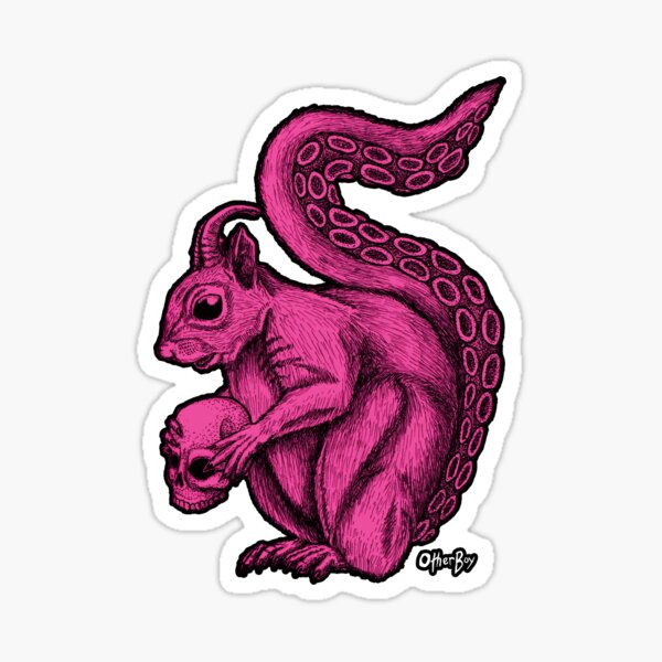 "Radioactive Squirrel Apocalypse - PINK" Sticker by OtherBoy | Redbubble