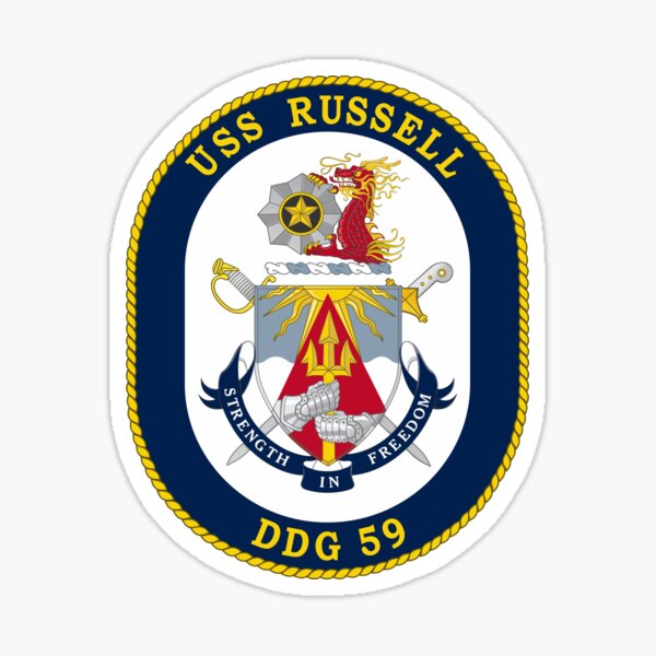 "DDG-59 USS Russell Crest" Sticker for Sale by MGR Productions Nikki ...